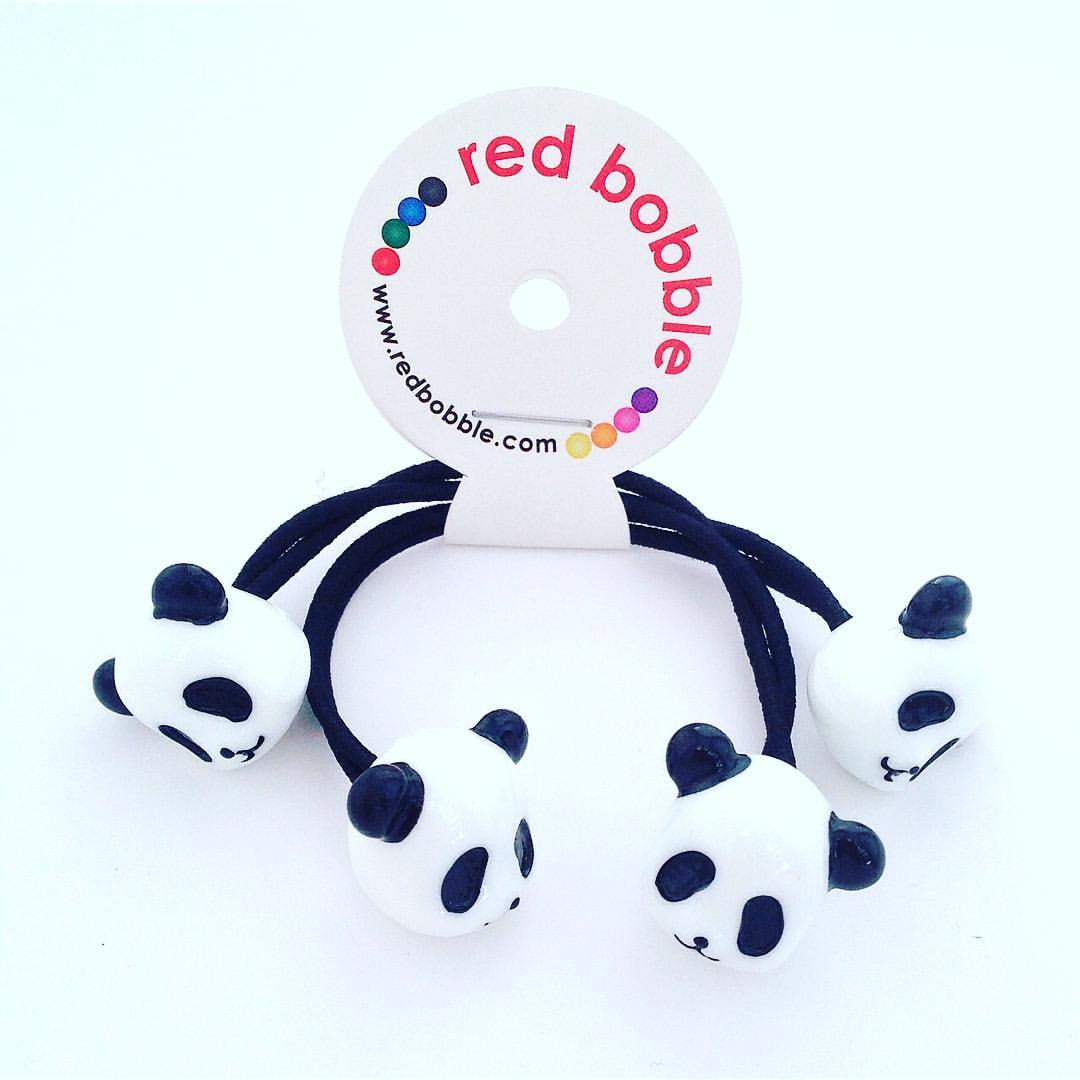 Mini Panda Hair Ties – red bobble